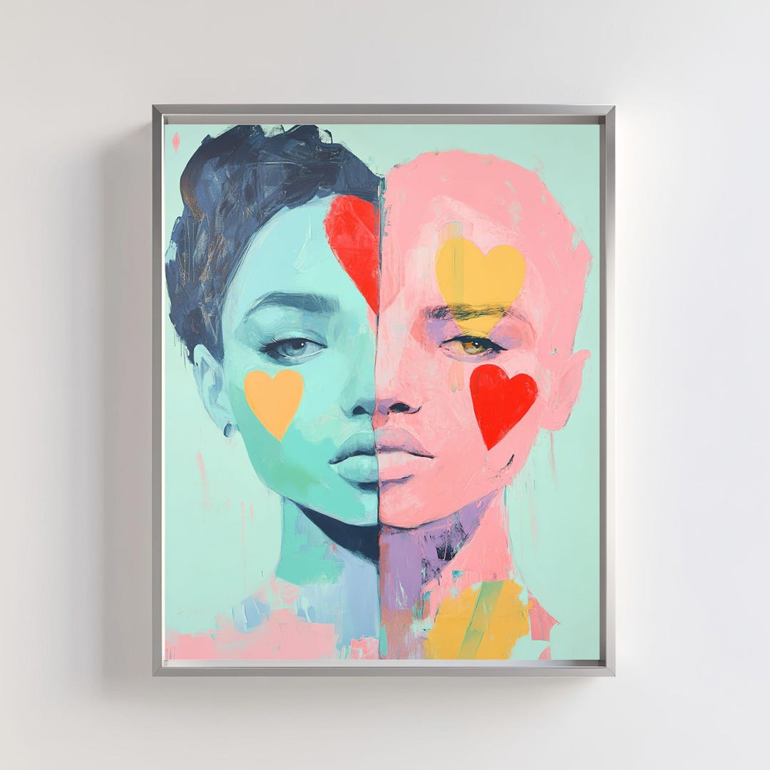 Split Face Portrait Art Print: Colorful Modern Decor (digital Download ...