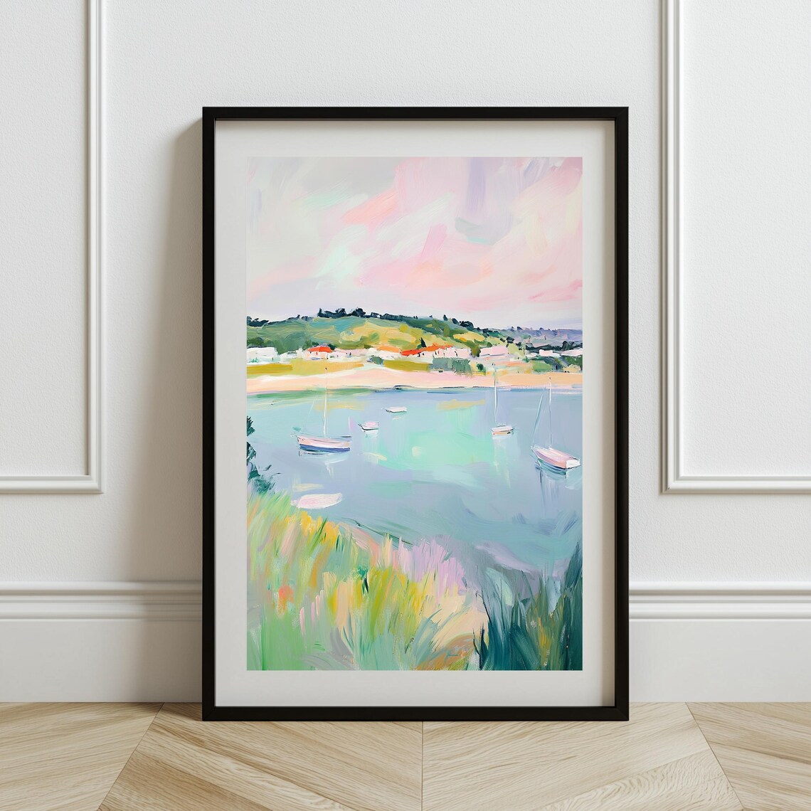 Pastel Coastal Landscape Art: Seaside Sailboats (digital Download) - Etsy