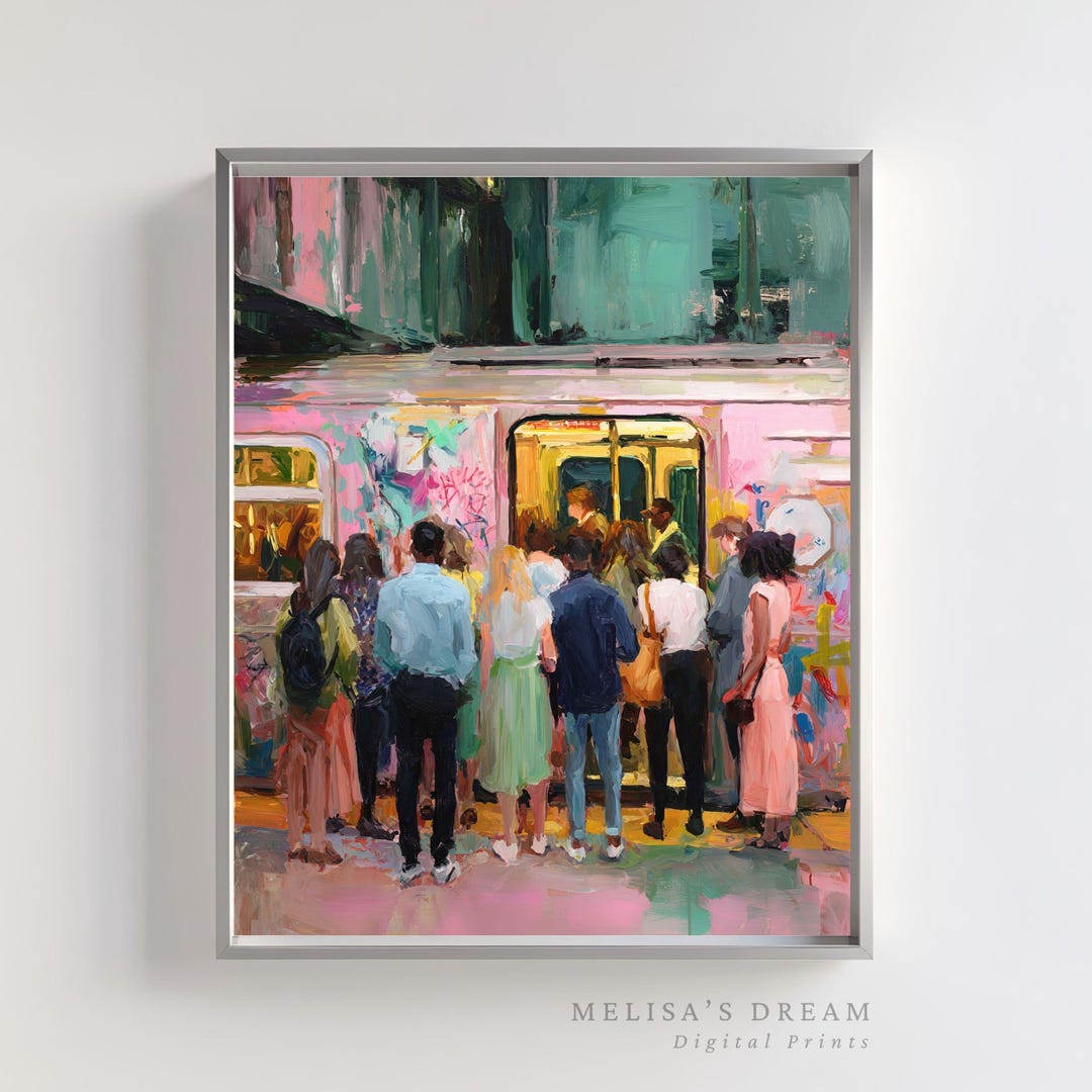 Abstract Subway Station Art Print: Impressionist City Crowd (digital ...