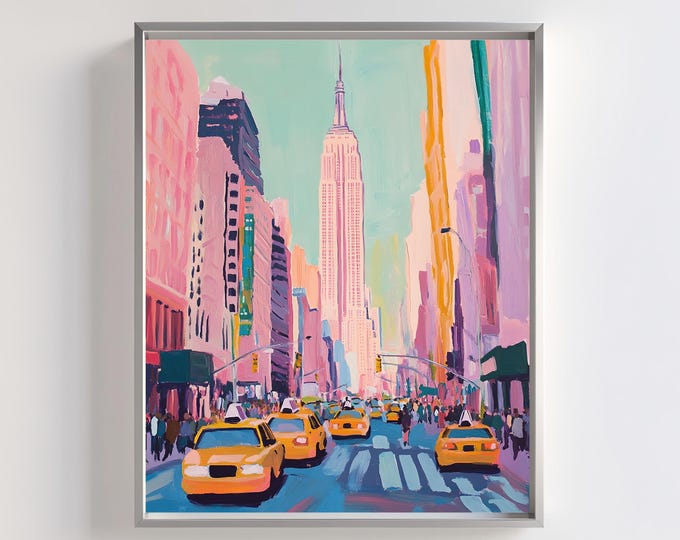 New York City Travel Print-cute Trendy Wall Art-pink NYC Travel ...