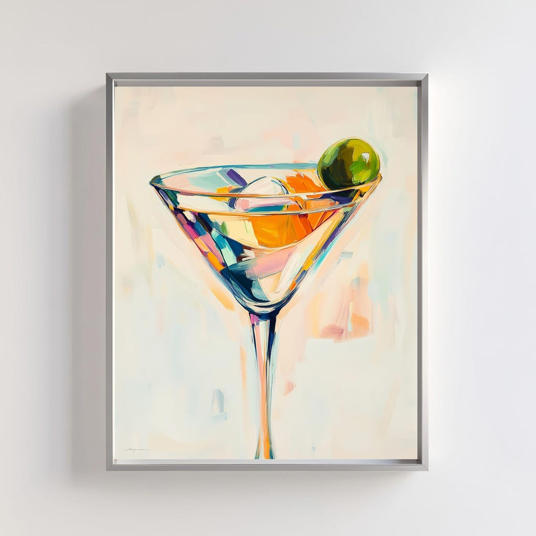 Abstract Martini Glass Print: Colorful Cocktail Art (digital Download ...