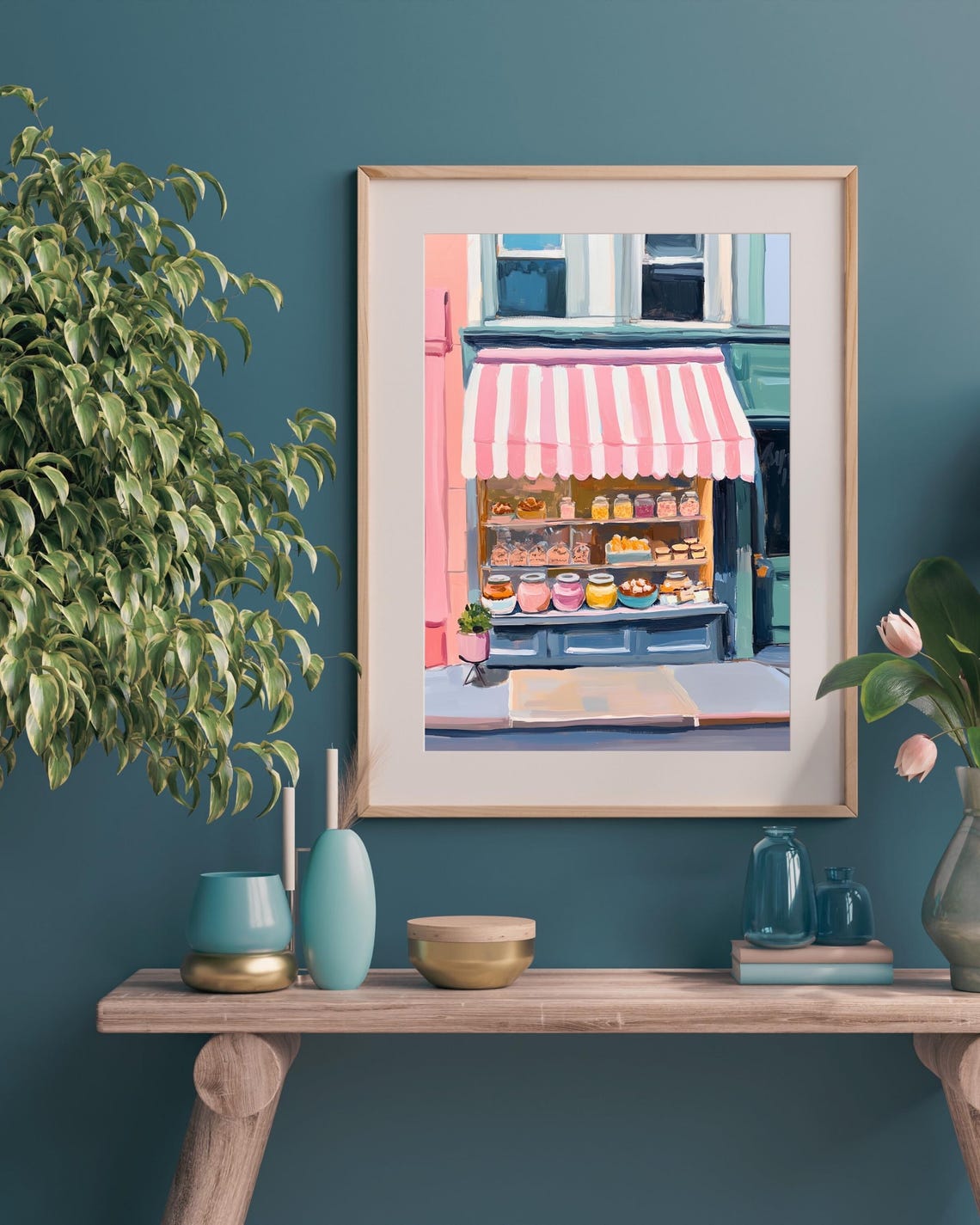 Candy Shop Print: Whimsical Pink Storefront, Pastel Sweet Shop (digital ...