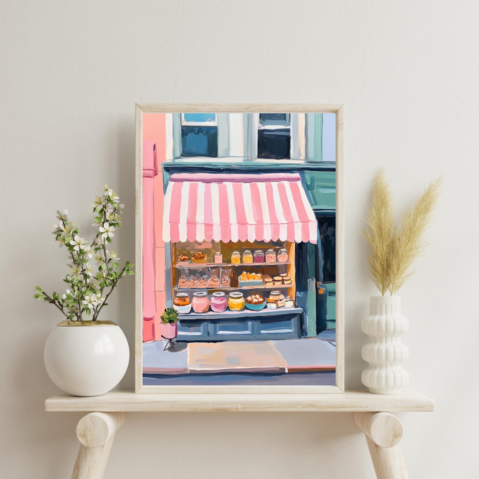 Candy Shop Print: Whimsical Pink Storefront, Pastel Sweet Shop (digital ...