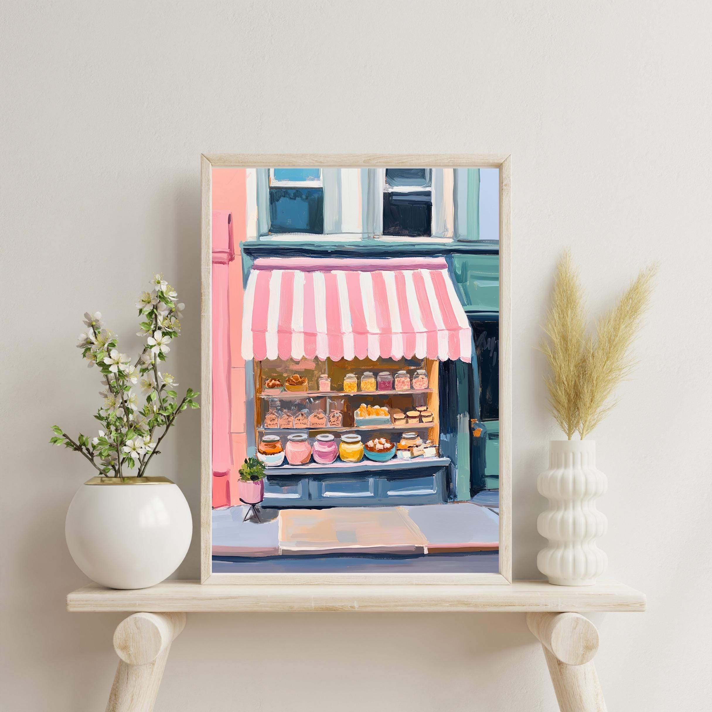 Candy Shop Print: Whimsical Pink Storefront, Pastel Sweet Shop (digital ...