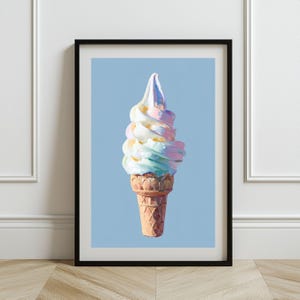 Pastel Ice Cream Cone Wall Art | Digital Printable Summer Dessert Art ...