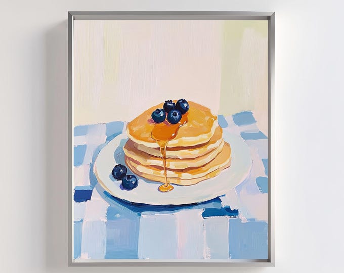 Pancake Stack Pie Kitchen Decor, Painting Wall Poster Watercolor Art ...