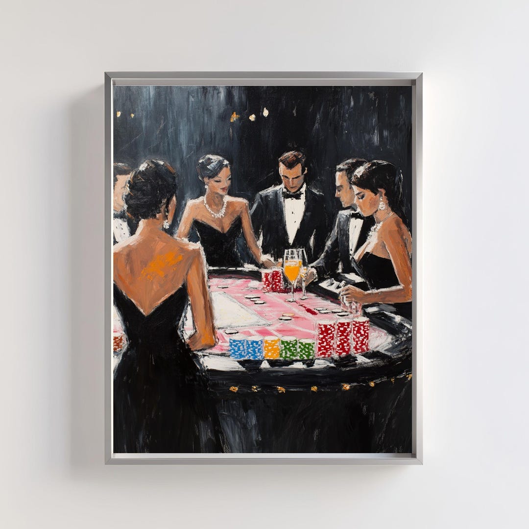 Casino Night Art Print: Elegant Poker Table Scene (digital Download) - Etsy