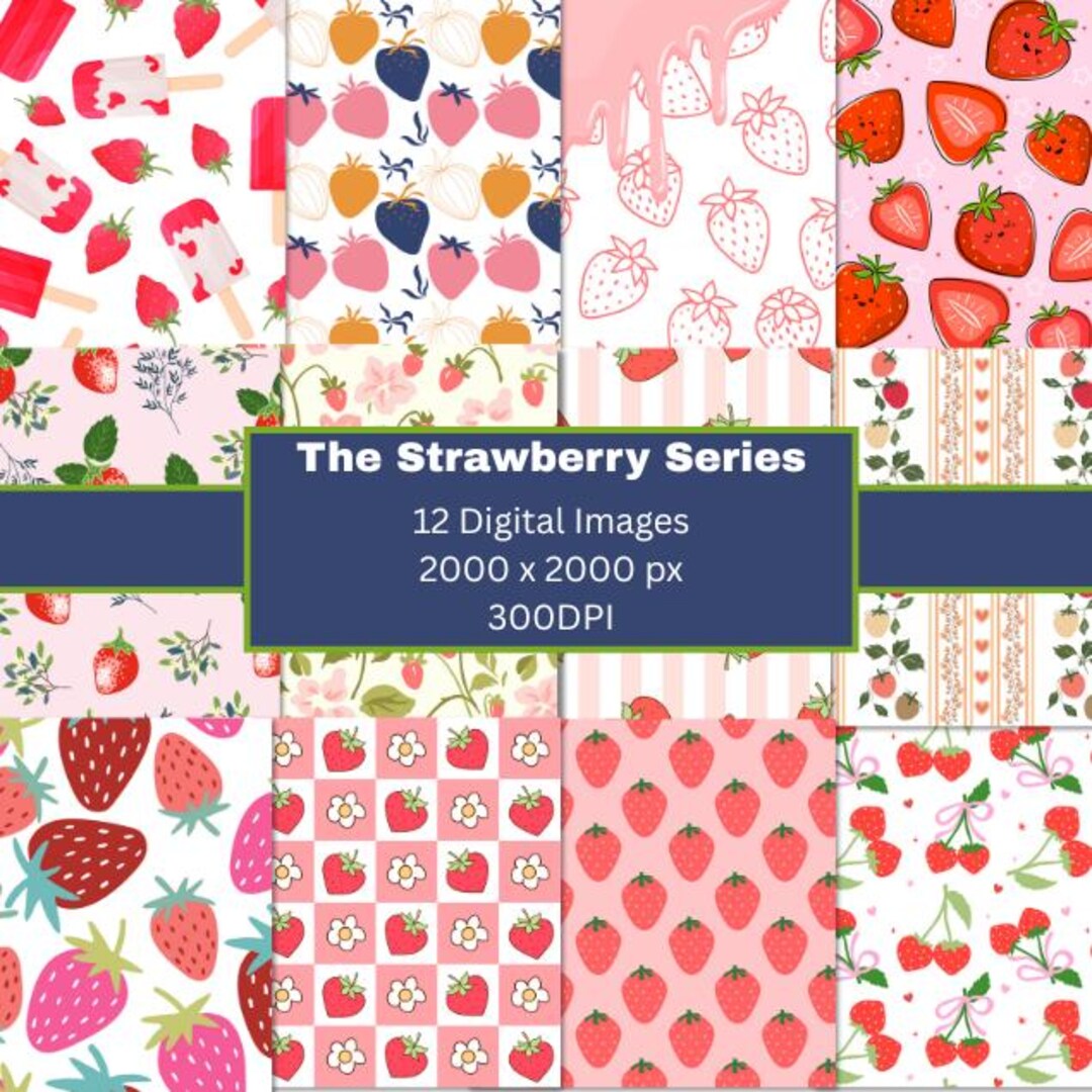 Strawberry Digital Paper | Instant Download | Strawberry-themed ...