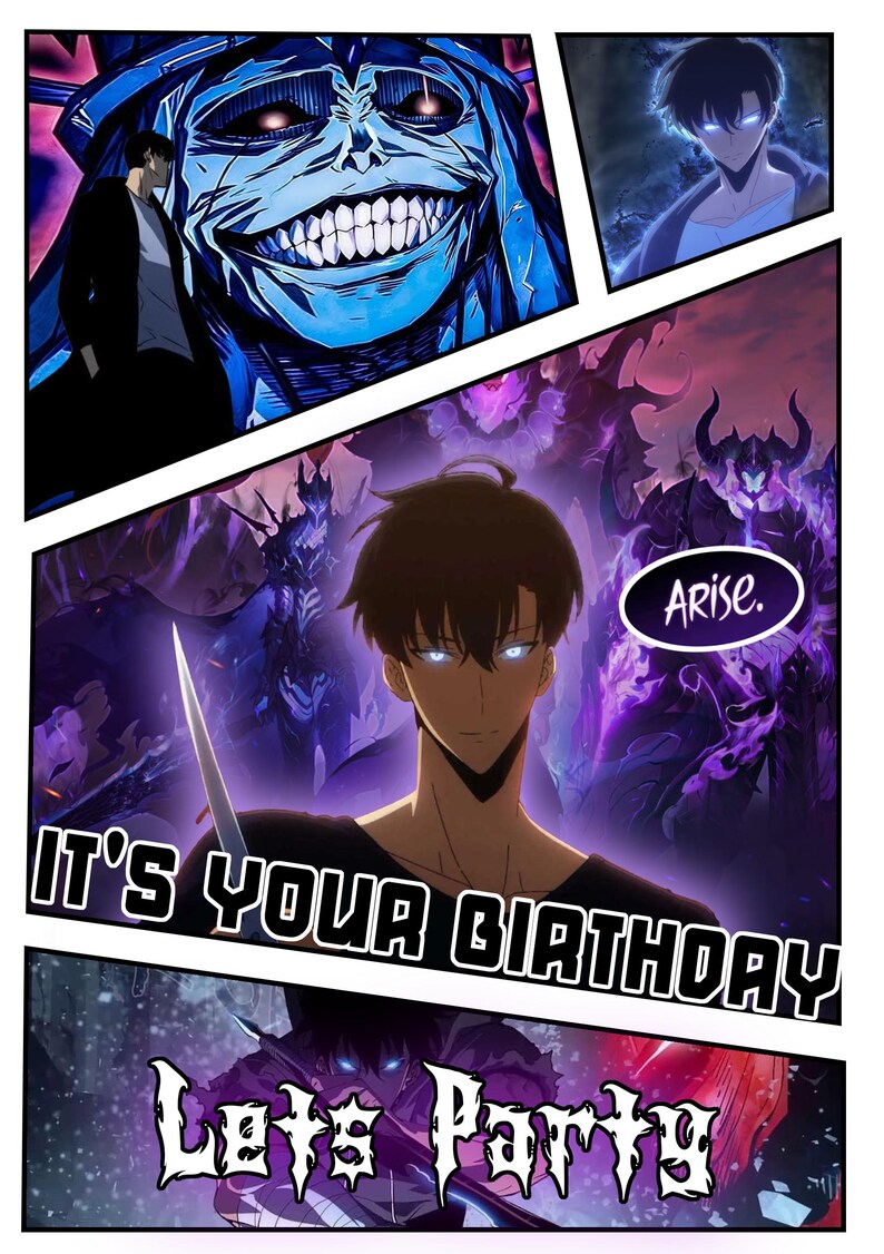 Downloadable Solo Leveling Birthday Card, Sung Jin Woo, A5 Greeting ...
