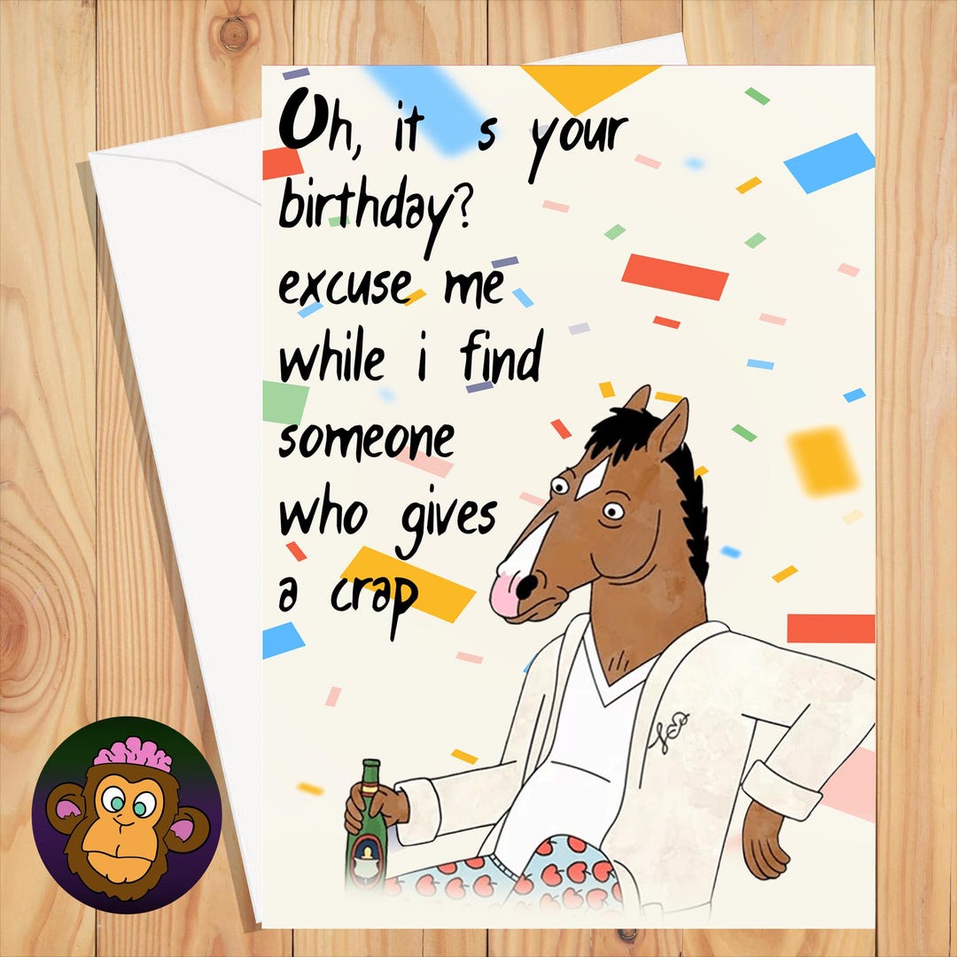 Downloadable Bojack Horseman Birthday Card, A5 Greeting Card for Him ...