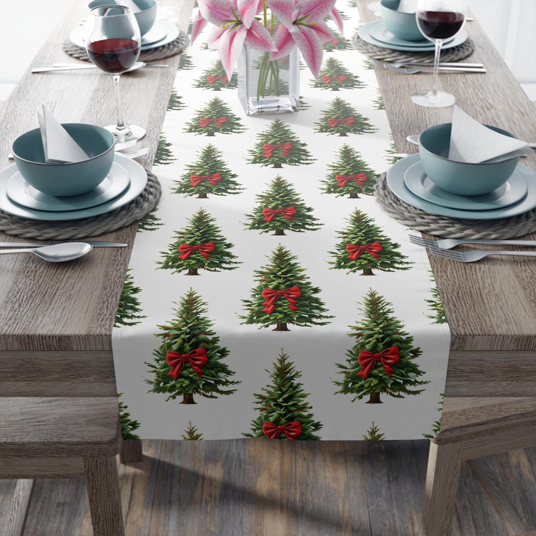 White Christmas Table Runner, Christmas Table Runners, Holiday Table ...