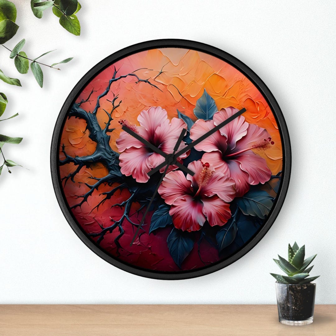 Modern Wall Clocks, Hibiscus Wall Clock, Unique Wall Clocks, Office ...