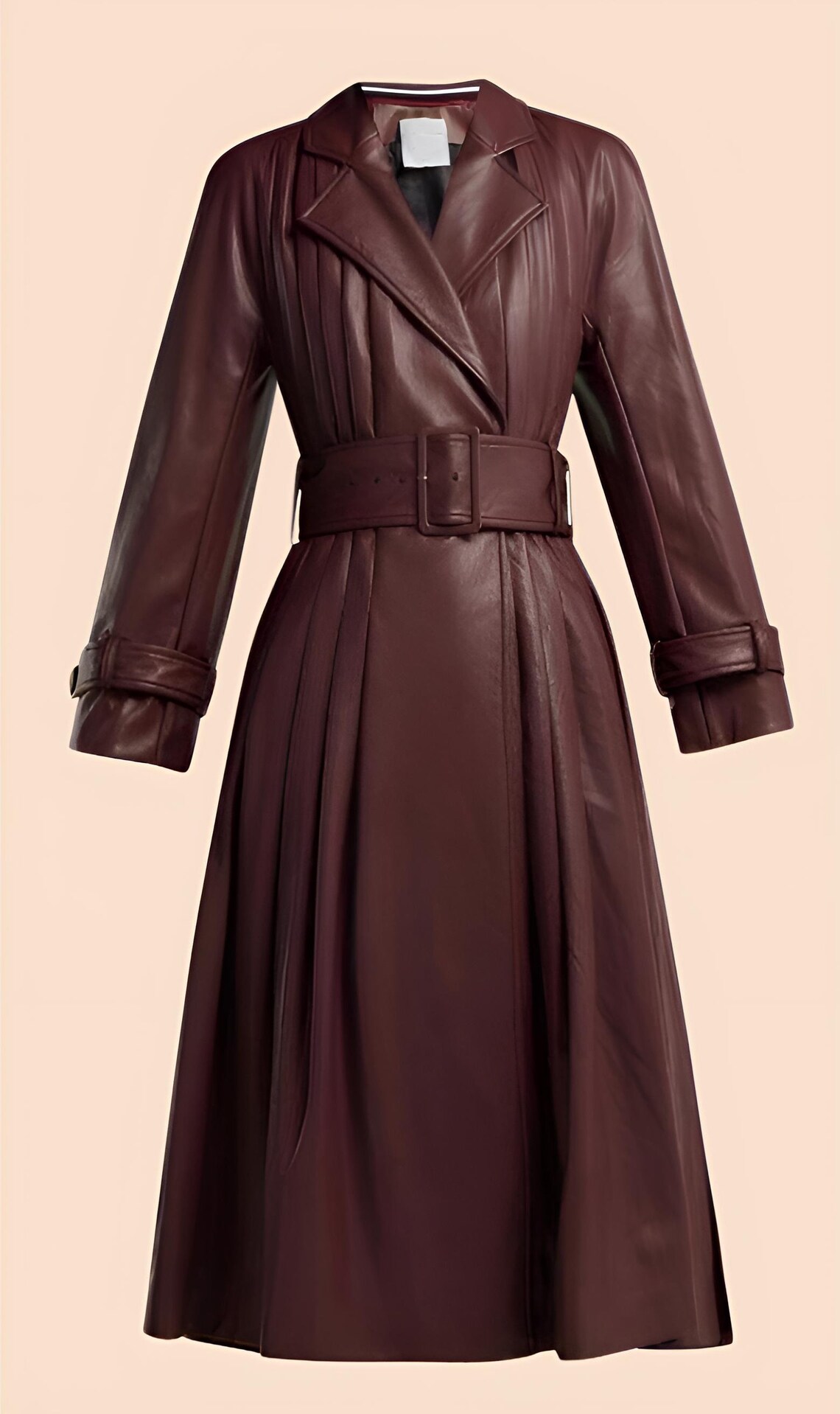 Women Brown Leather Trench Coat Women Lambskin Long Coat Brown Leather ...