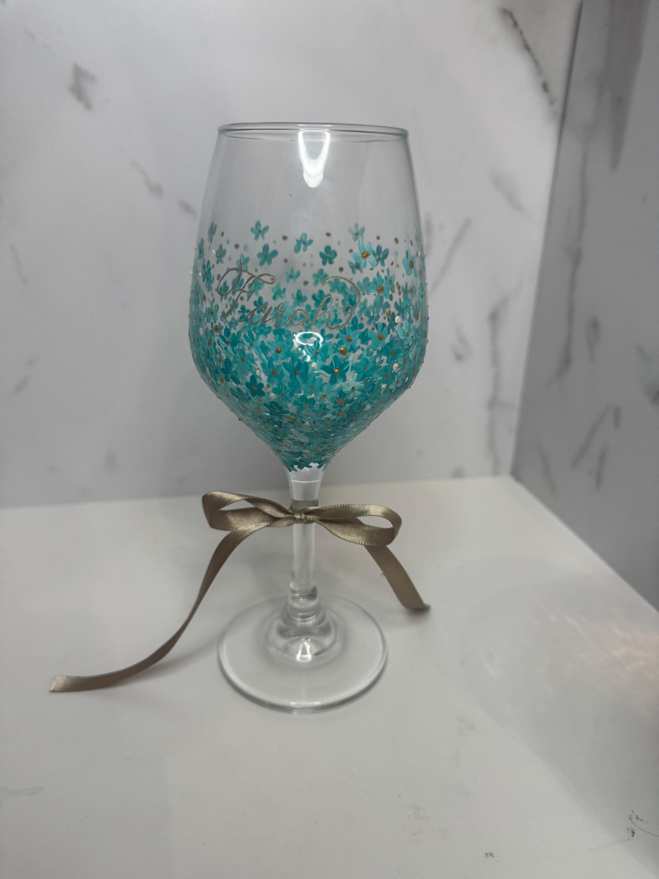 Custom Hand-painted Wine Glasses | Hand Engraved | Elegant Floral ...