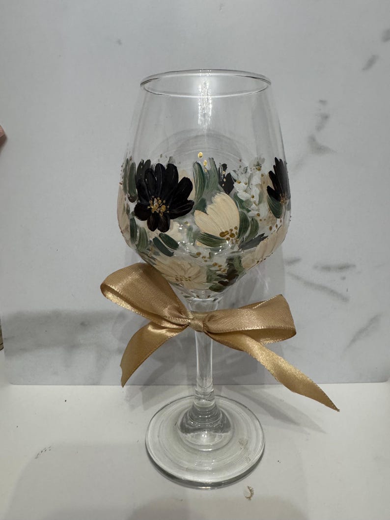 Custom Hand-painted Wine Glasses | Elegant Floral Glassware - Etsy