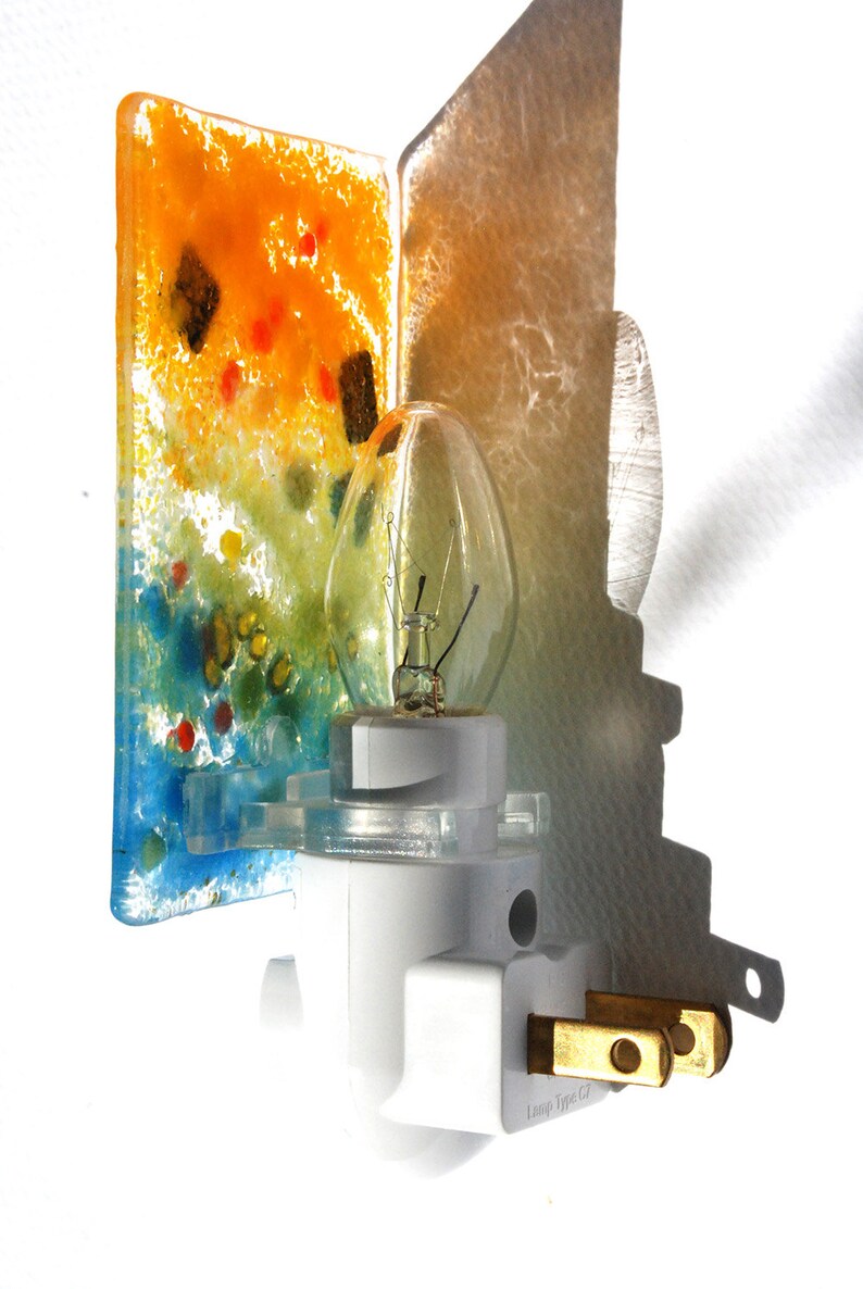 Fused Glass Night Light Wall Light Child Light Orange and | Etsy