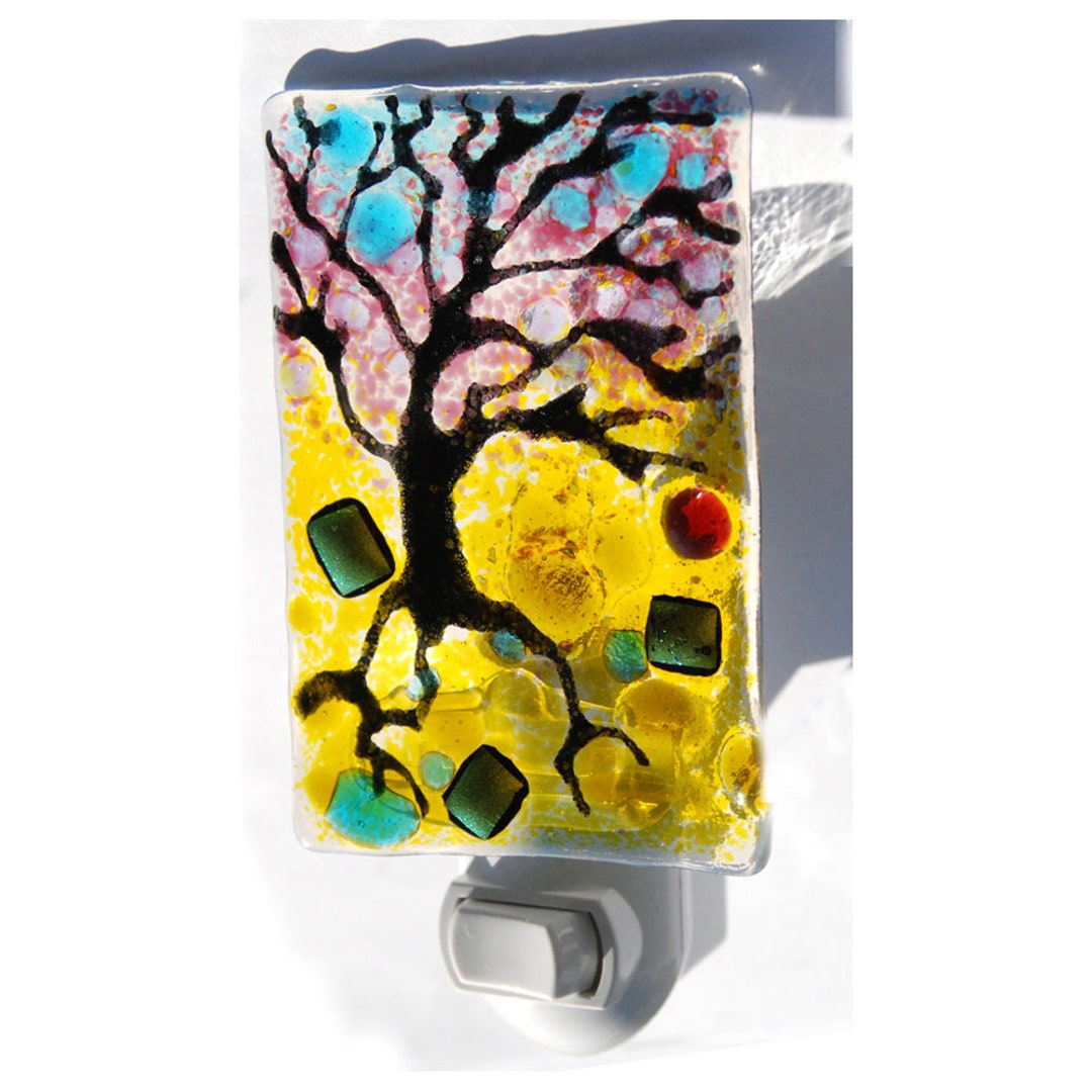 Glass Night Light, Tree Night Light, Tree Light, Handmade Nightlight ...