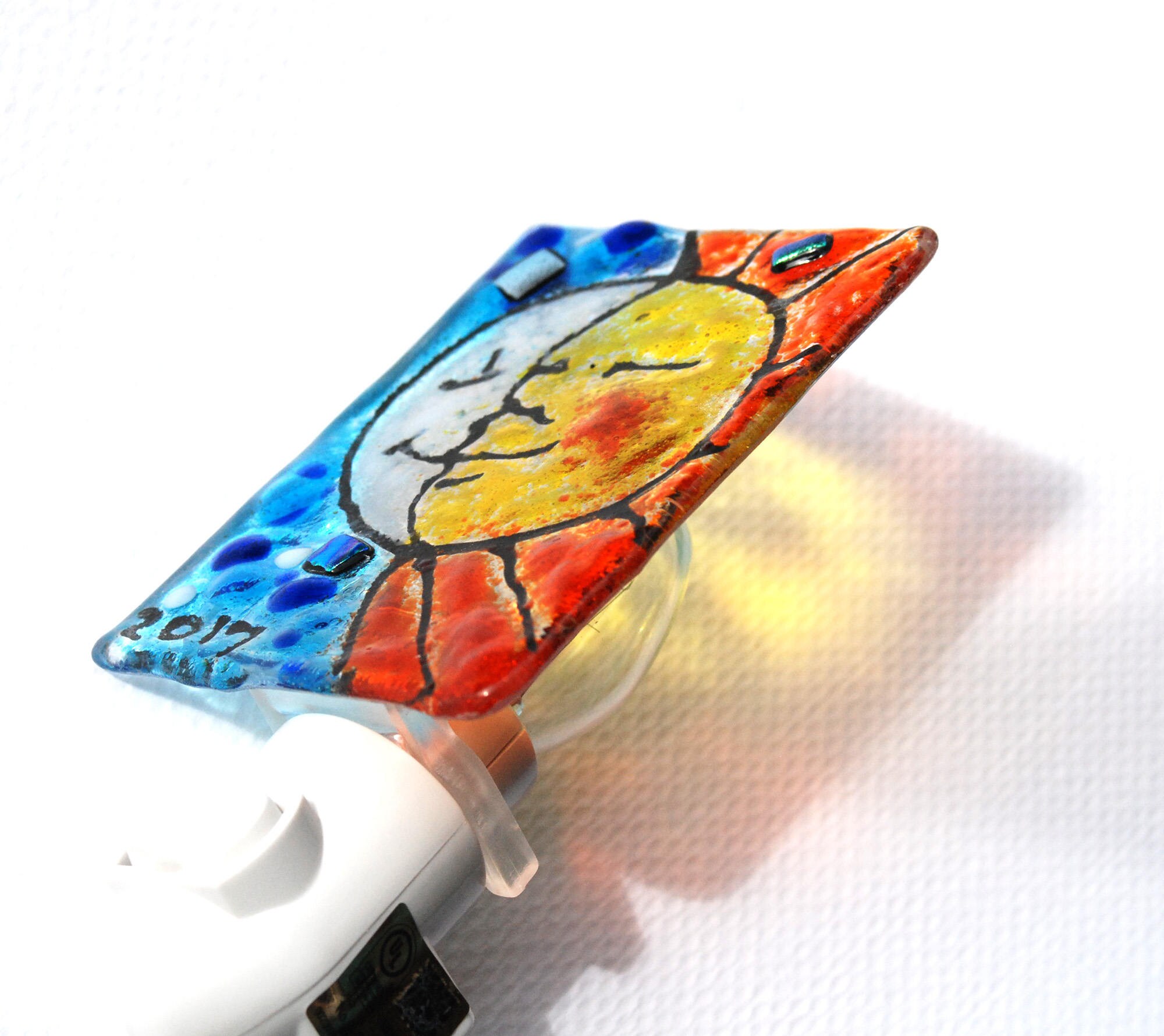 Eclipse Night Light Glass Moon and Sun Fused Glass Night - Etsy