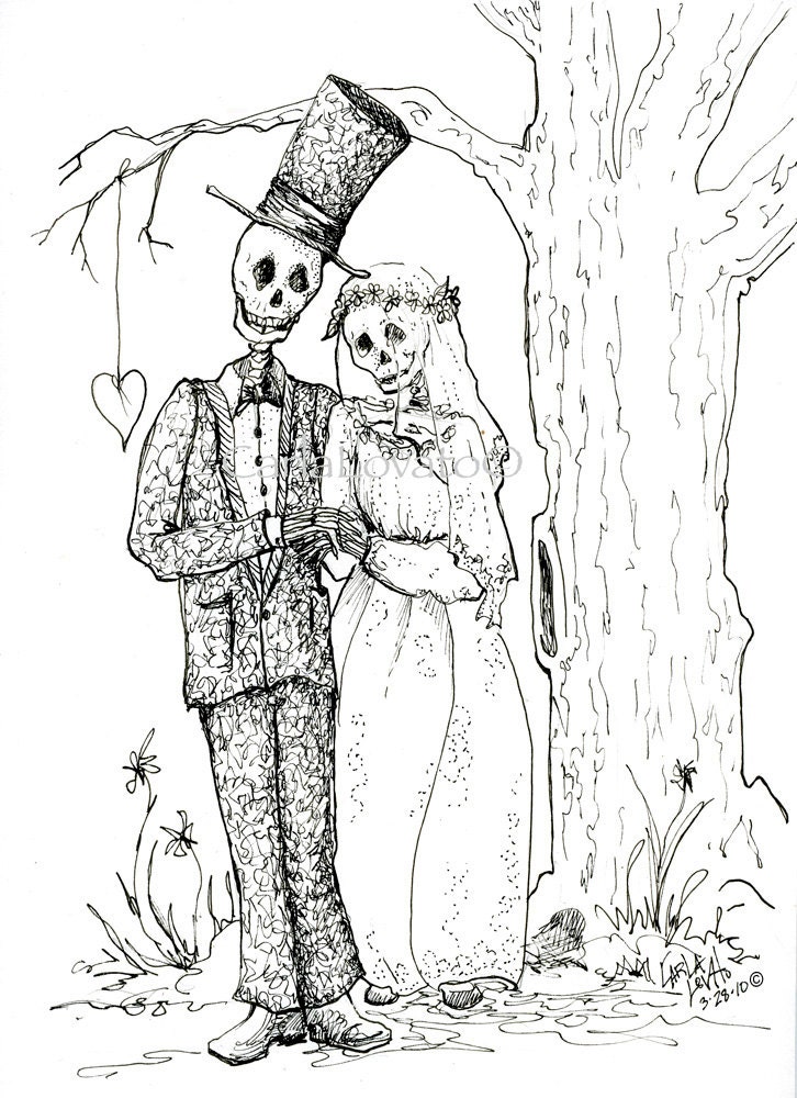 Skeleton Wedding Drawing