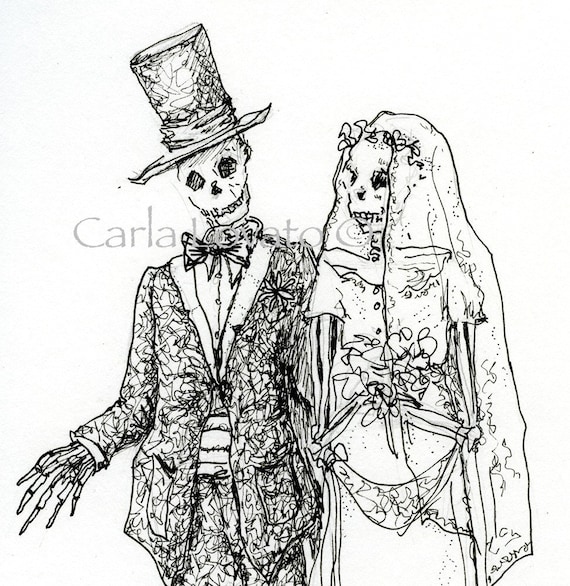 Skeleton Wedding Drawing