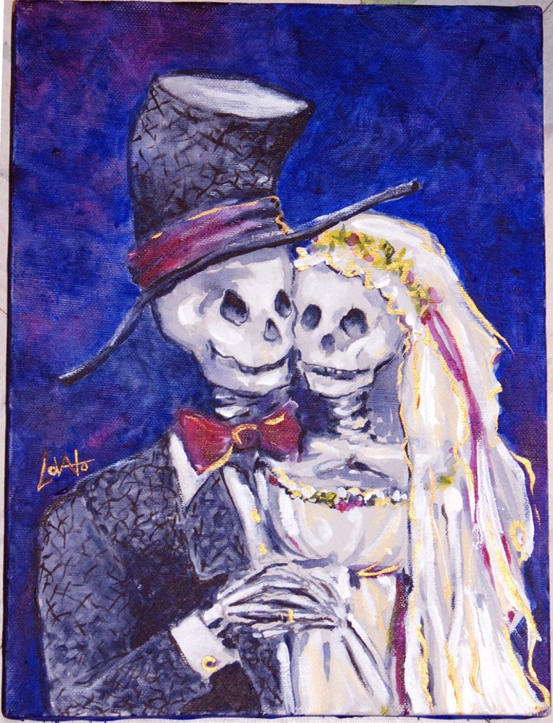 Acrylic Painting Skeleton Wedding Skeleton Bride October - Etsy
