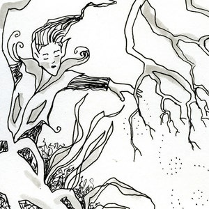 Pen and Ink Drawing, Original Drawing, Tree Spirit, Fairy Drawing ...