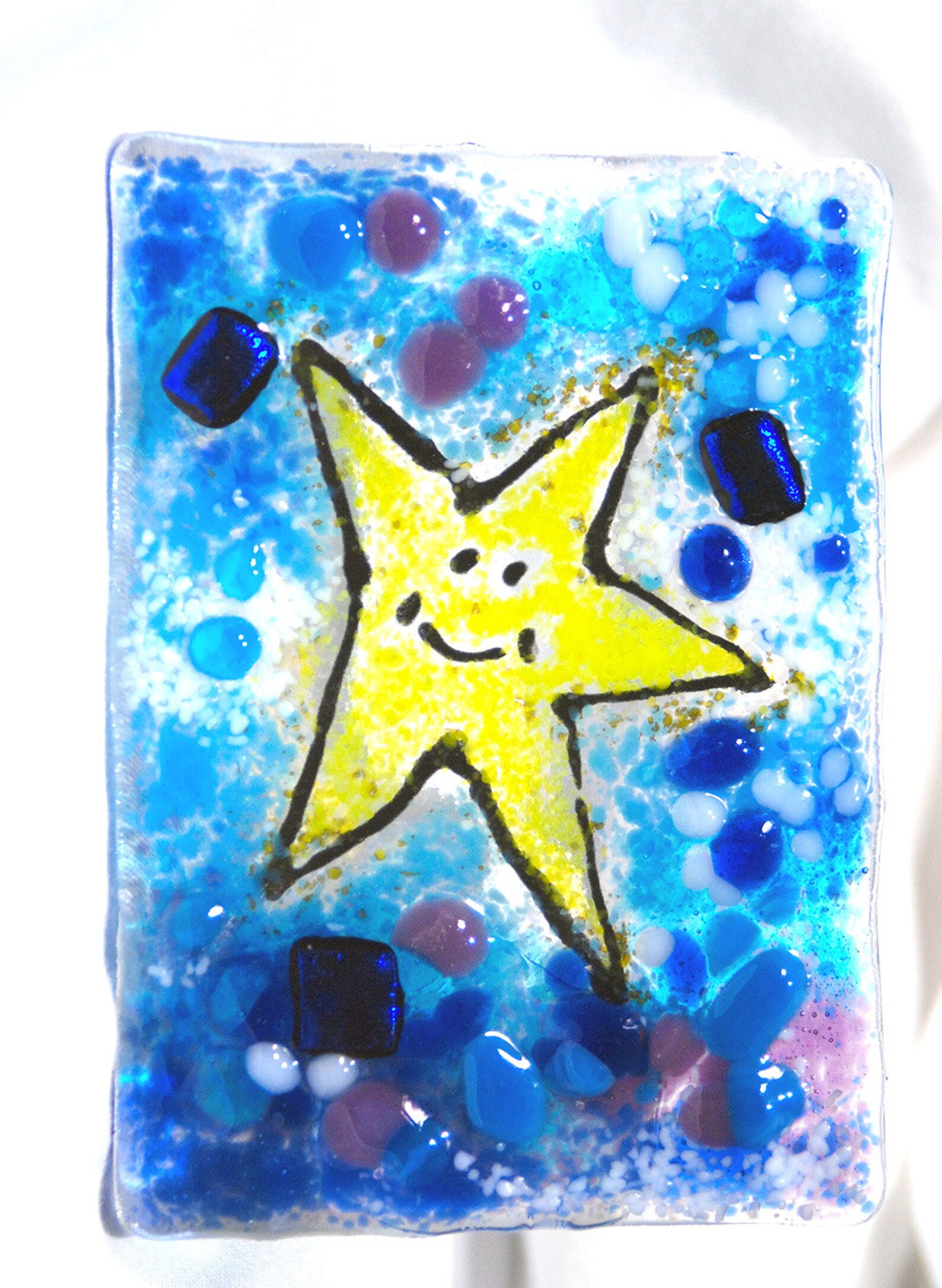 Star Night Light Fused Glass Glass Nightlight Celestial - Etsy