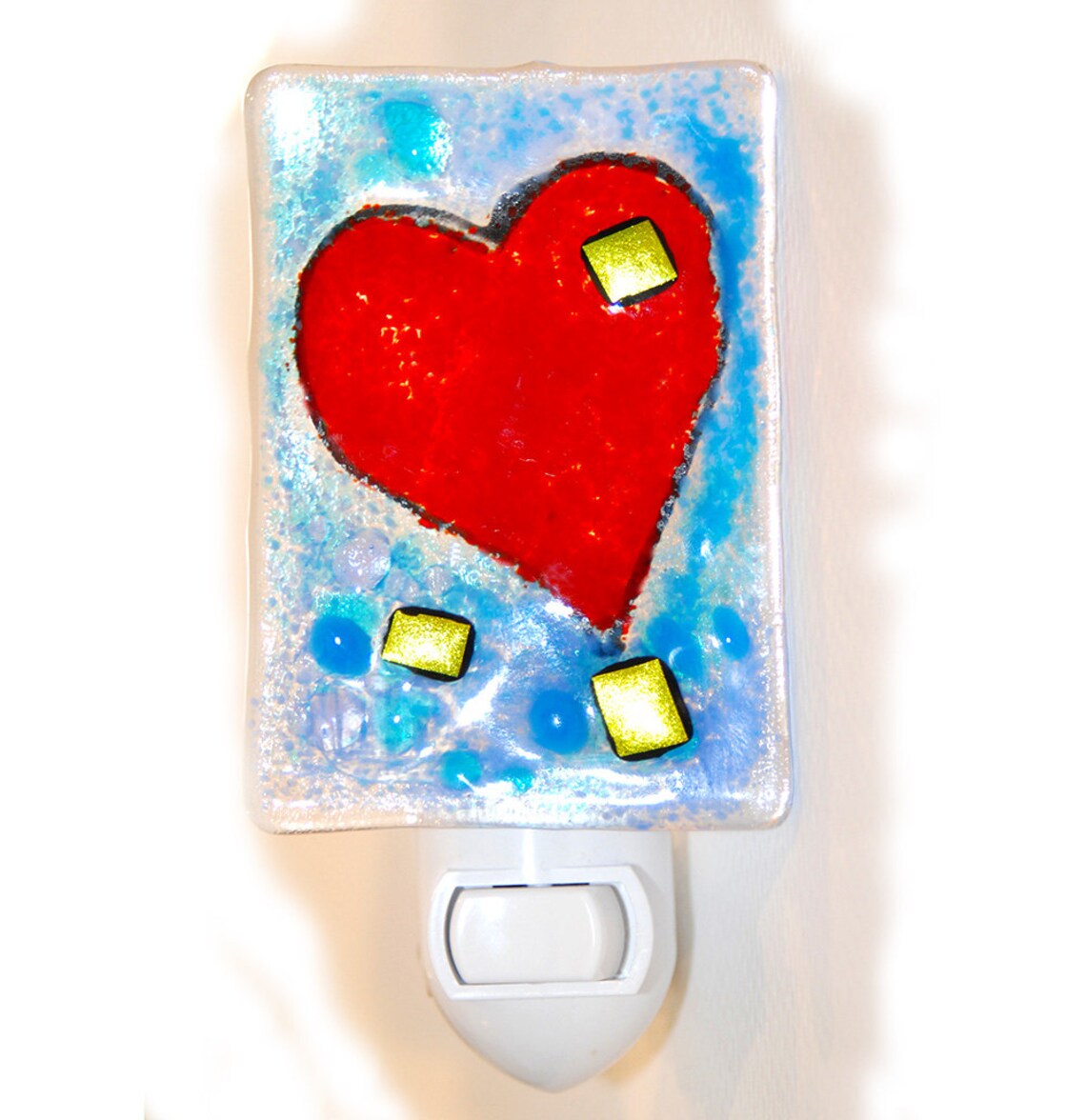 Heart Night Light Fused Glass Heart Wall Light Glass Night - Etsy