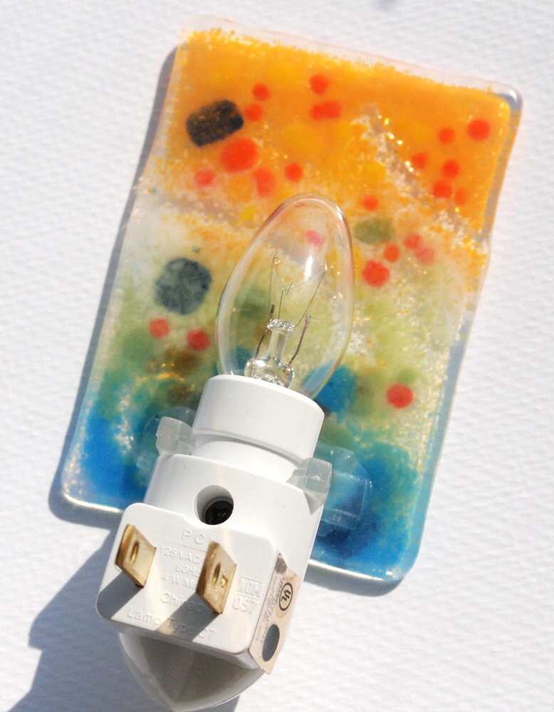Fused Glass Night Light Wall Light Child Light Orange and - Etsy