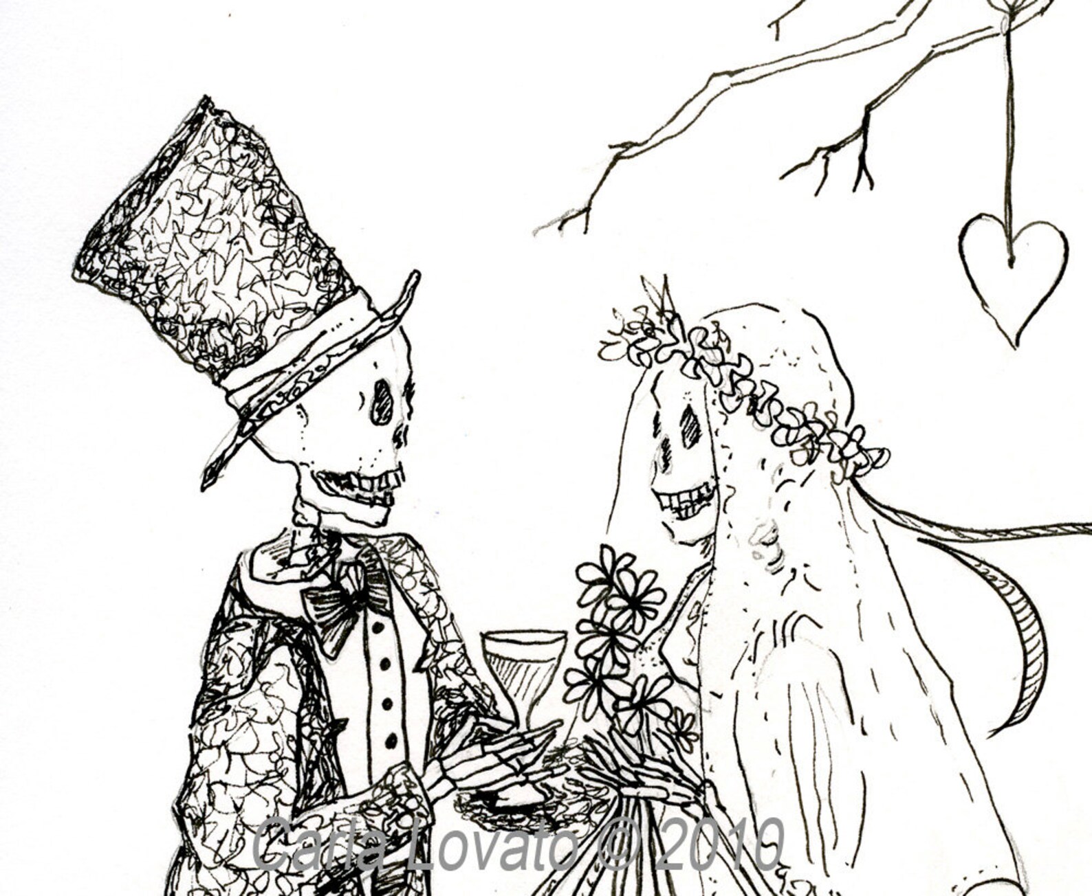 Skeleton wedding Day of the dead Blank greeting card | Etsy