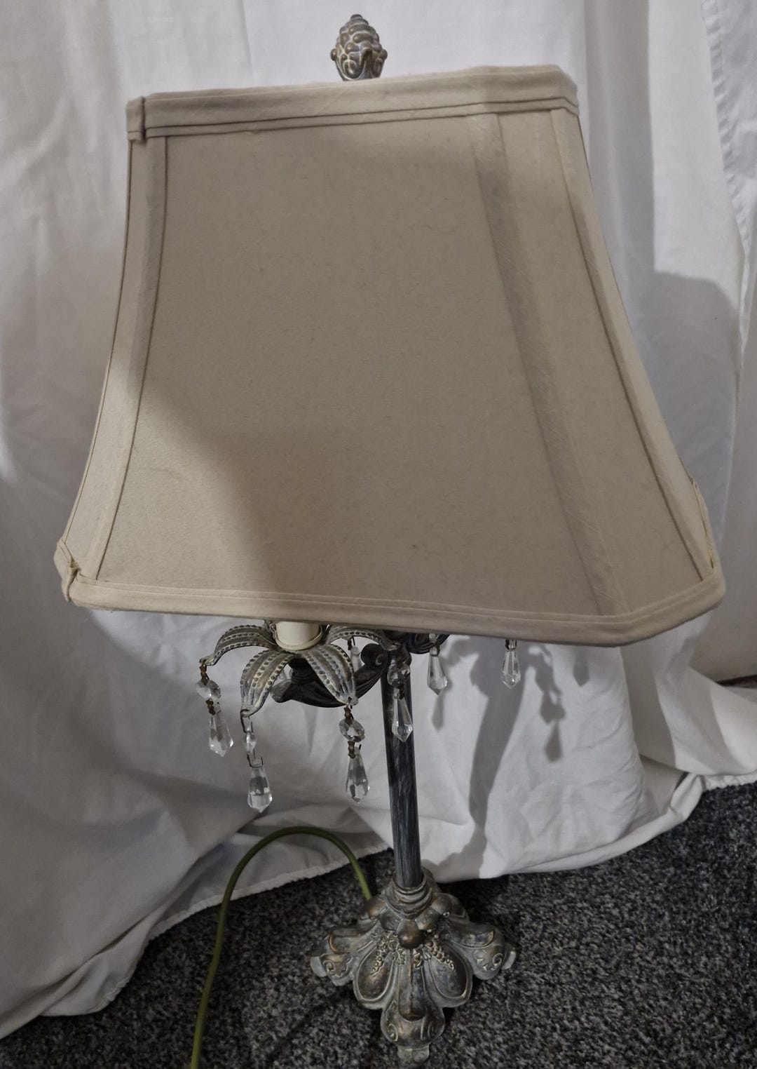 Vintage Antique French Style Chandalier Crystal Dropper Table Lamp, Large, Beautiful Solid Stand ...