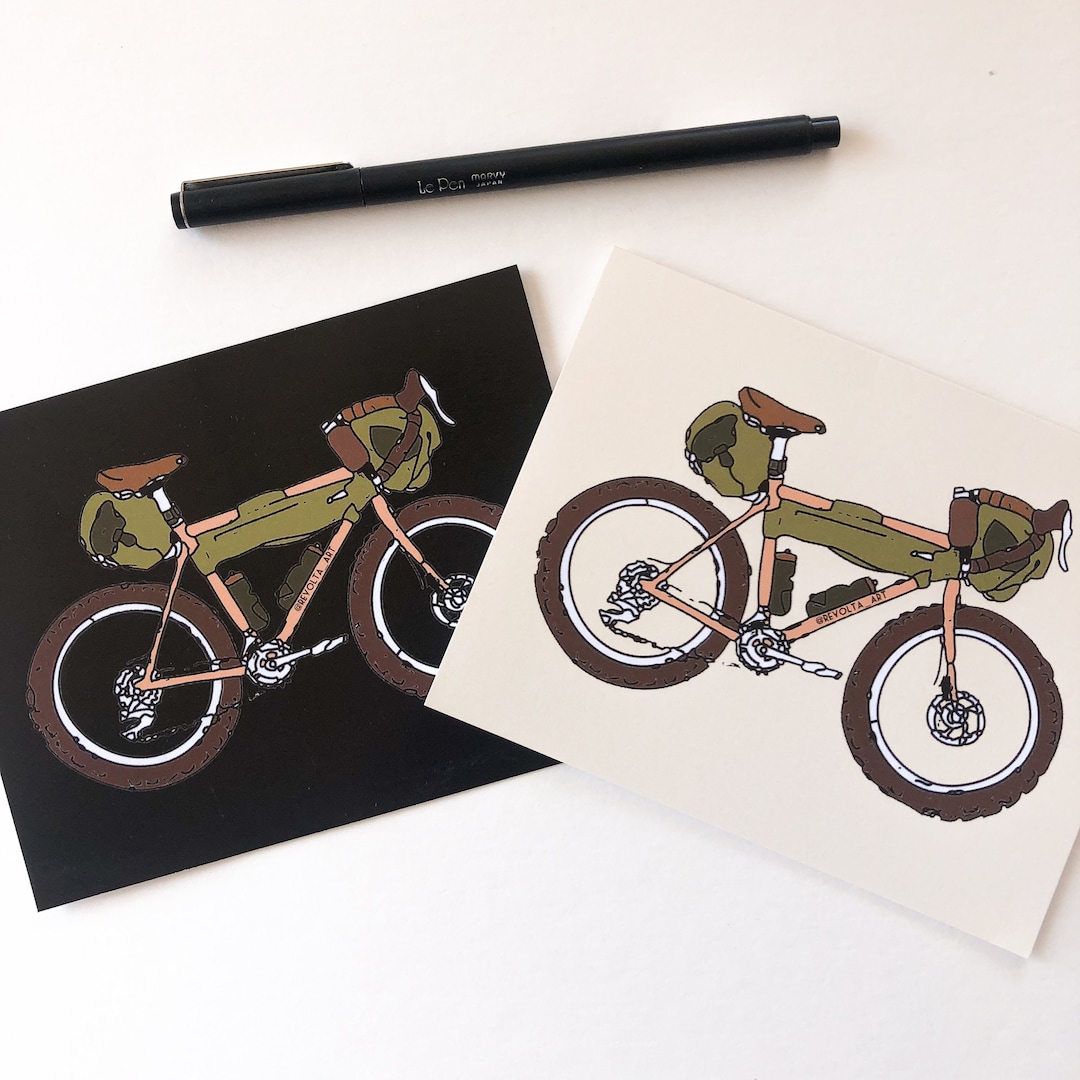 Bikepacking Bicycle Card, Drawing Touring Bike, Blank Greeting Card - Etsy