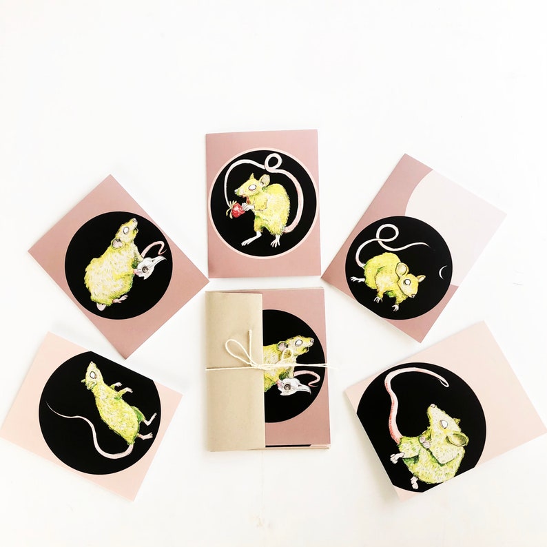 5 Creepy Cute Rat Cards 5 Pack Illustration Animal Cards - Etsy