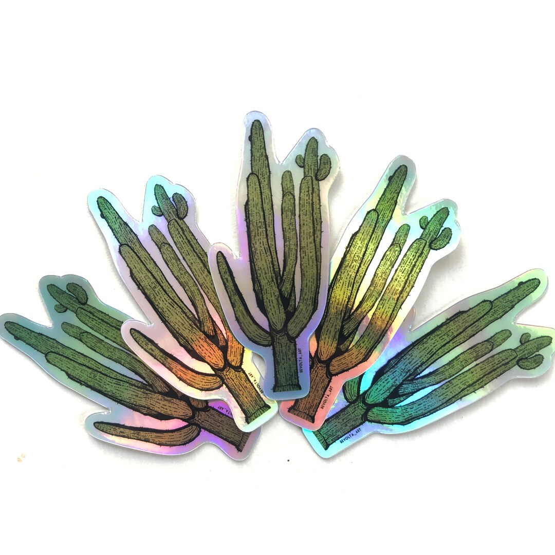 Holographic Saguaro Sticker, Desert Party, 3" - Etsy