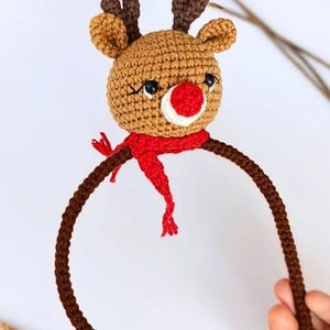 Handmade Amigurumi Reindeer Christmas Headband, Crochet Rudolph Antler ...