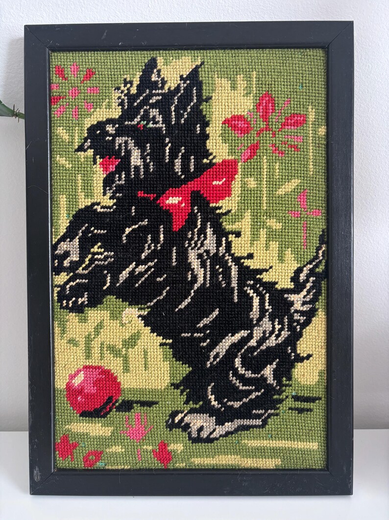 Vintage Needlepoint Scottie Dog, Framed - Etsy