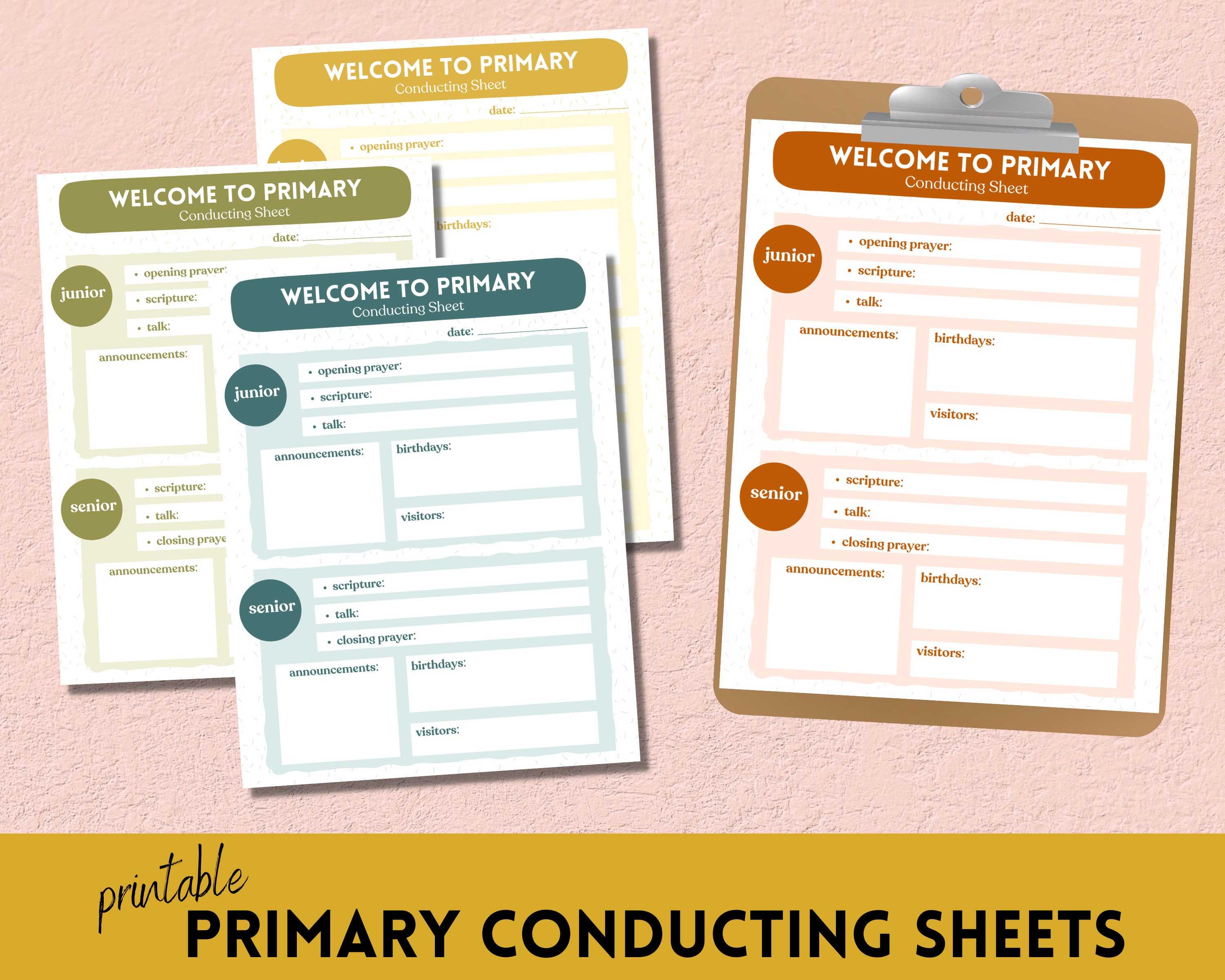 Primary Conducting Sheets / Lds Primary / Instant Download - Etsy UK
