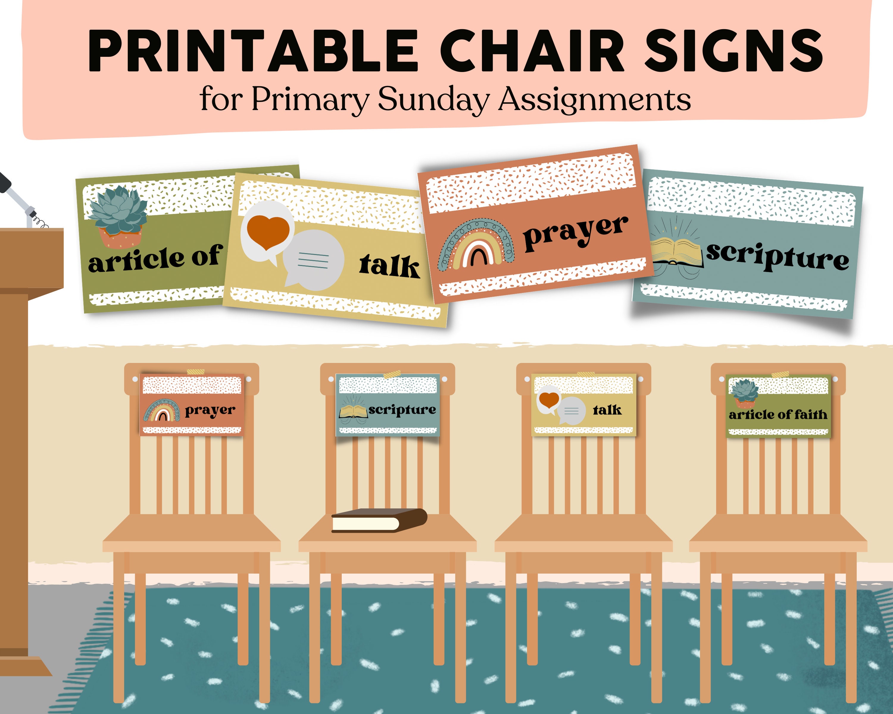 Sunday Assignment Chair Signs for Primary / INSTANT DOWNLOAD - Etsy