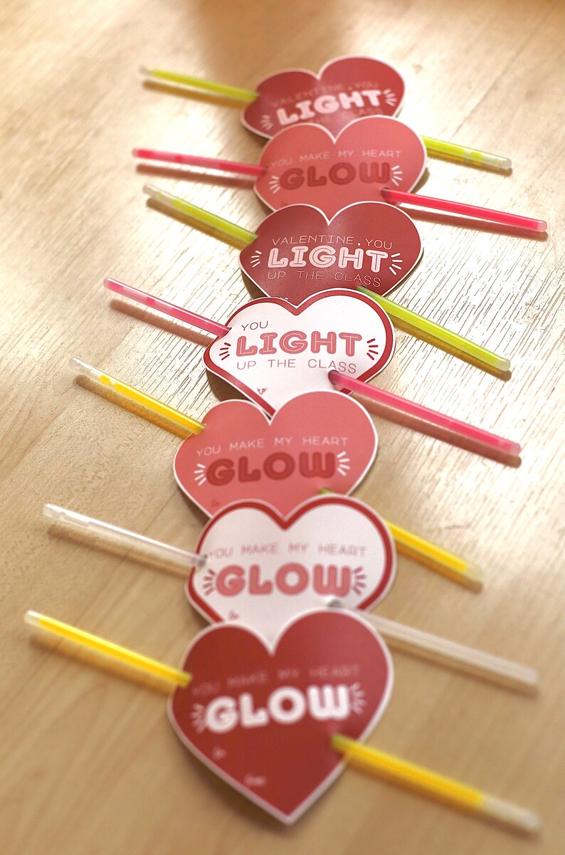 Glow Stick Valentine / Classroom Valentine / PRINTABLE DIGITAL - Etsy