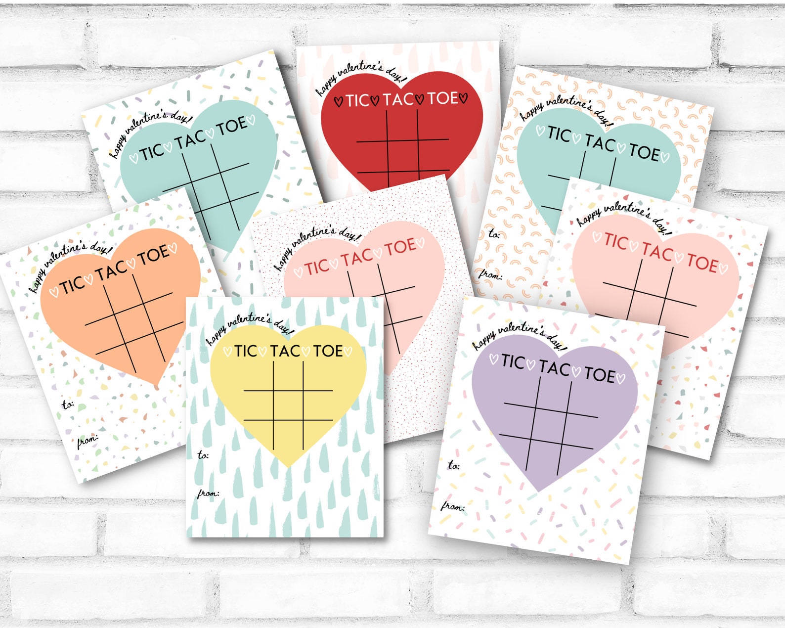 Tic Tac Toe Valentine Card / Classroom Valentine’s / Set of 8 DIGITAL ...