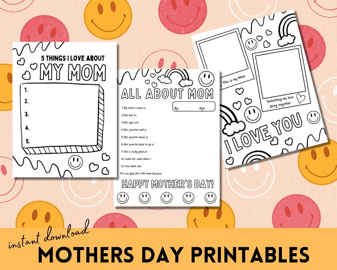 Mothers Day Printable / All About Mom / Mothers Day Questionnaire/ 3 ...