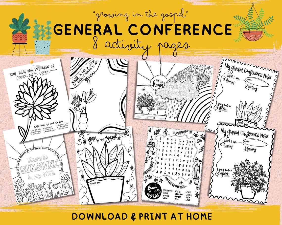 GENERAL CONFERENCE PACKET 2025 for Youth / 8 Activity Pages / Growing ...