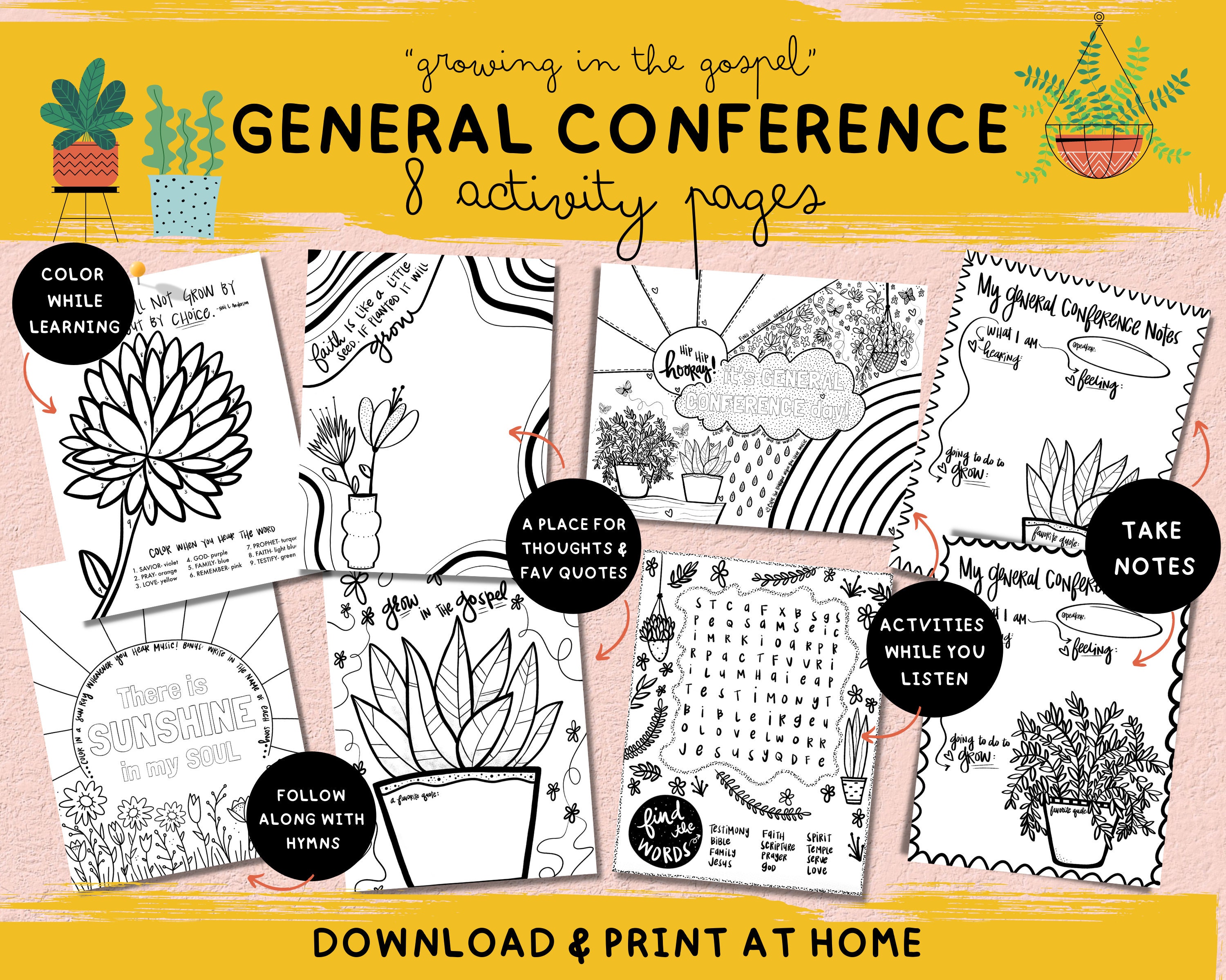 GENERAL CONFERENCE PACKET 2023 for Youth / 8 Activity Pages / Growing ...