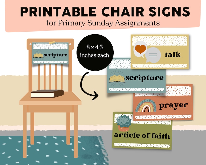 Sunday Assignment Chair Signs for Primary / INSTANT DOWNLOAD - Etsy