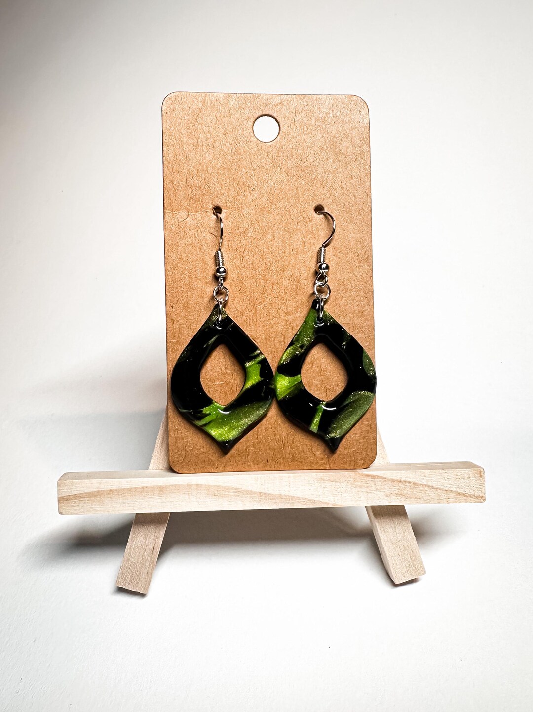 Green and Black, Elphaba, Wicked, Fish Hook Dangle Polymer Clay Earring ...