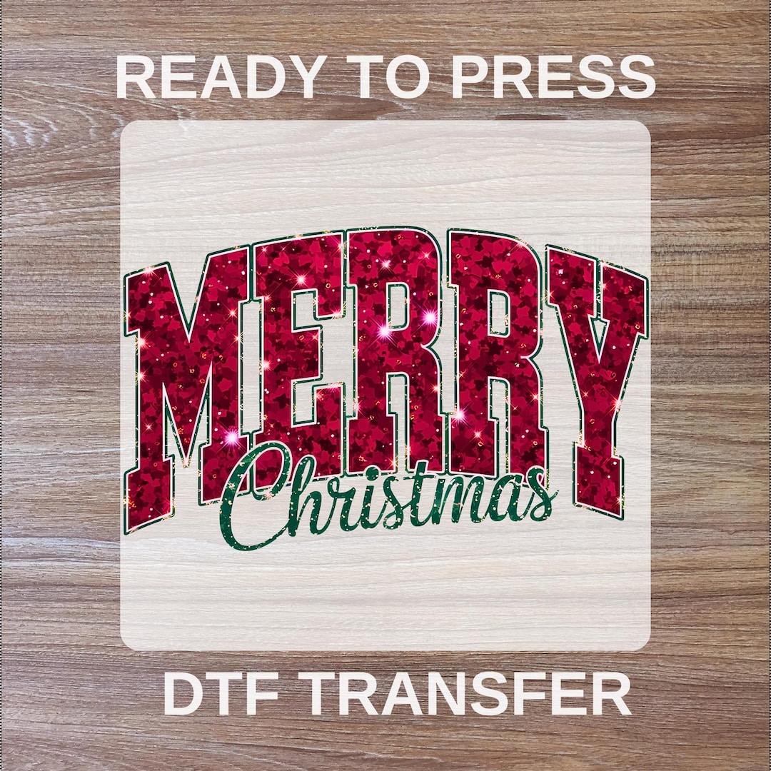 Merry Christmas DTF Transfer, Glitter Merry Christmas DTF Transfers ...