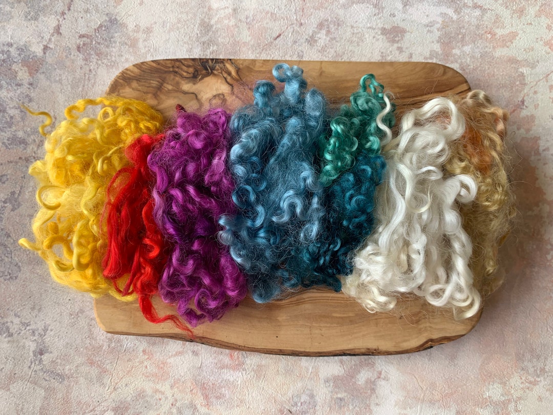 Heidifeathers Curly Wool - Hand Dyed, Teeswater Locks - Felting Wool ...