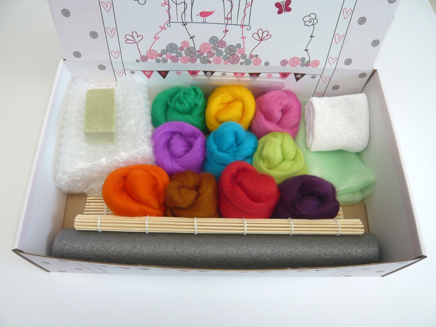 Heidifeathers Boxed WET FELTING Starter Kit - 'bright Merino' Wool - Etsy