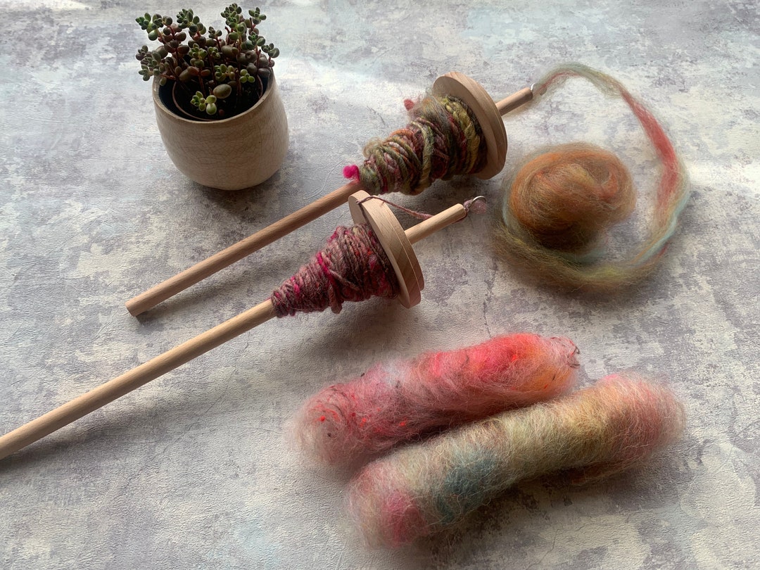 Heidifeathers Wooden Drop Spindles - 2 X Beechwood Spindles Hand ...