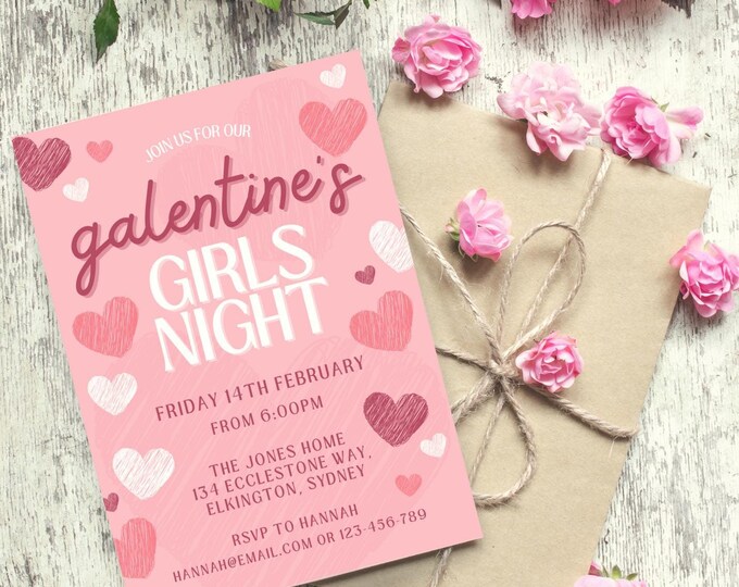 Editable Galentine's Girls Night Invitation Template - Etsy